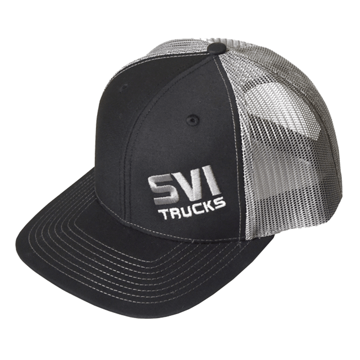 SVI Trucks Richardson 112 Black Grey Trucker Hat SVI Trucks Richardson 112 Black Grey Trucker Hat